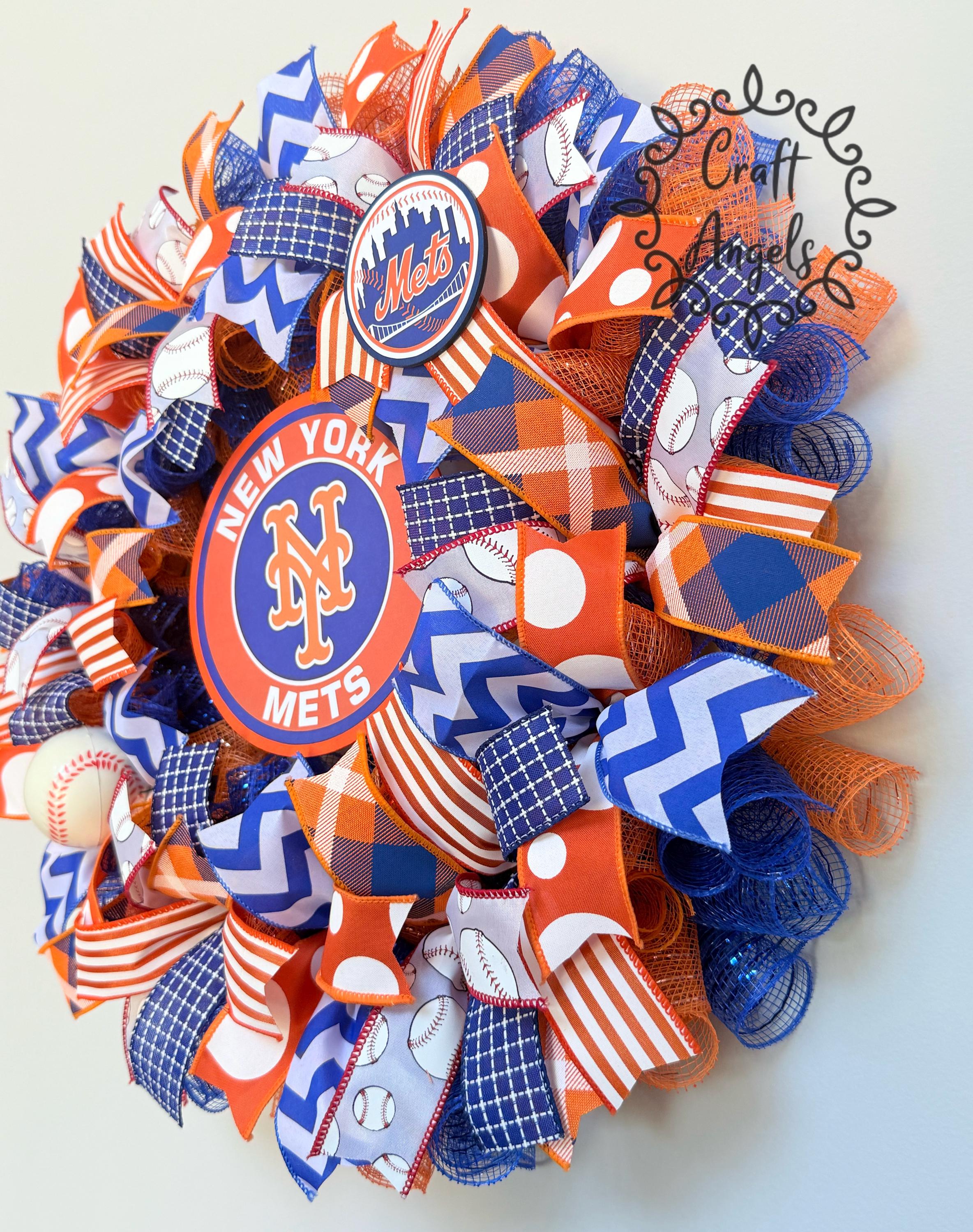 New York Mets Mesh Wreath, New York Mets Deco Mesh Wreath, MLB Deco ...