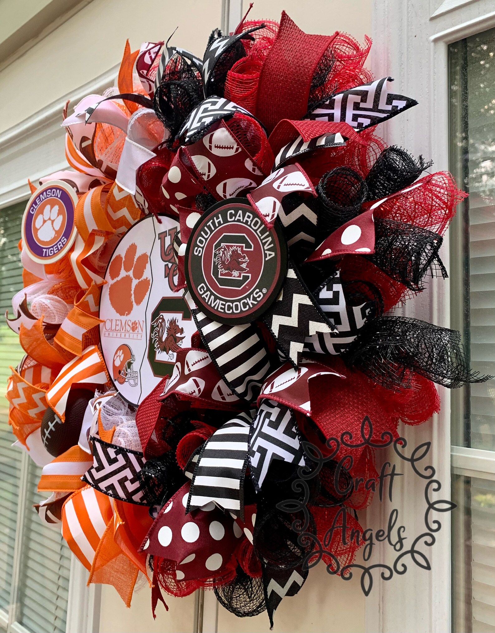 Clemson wreath gamecocks Wreath Clemson tigers Wreath House | Etsy