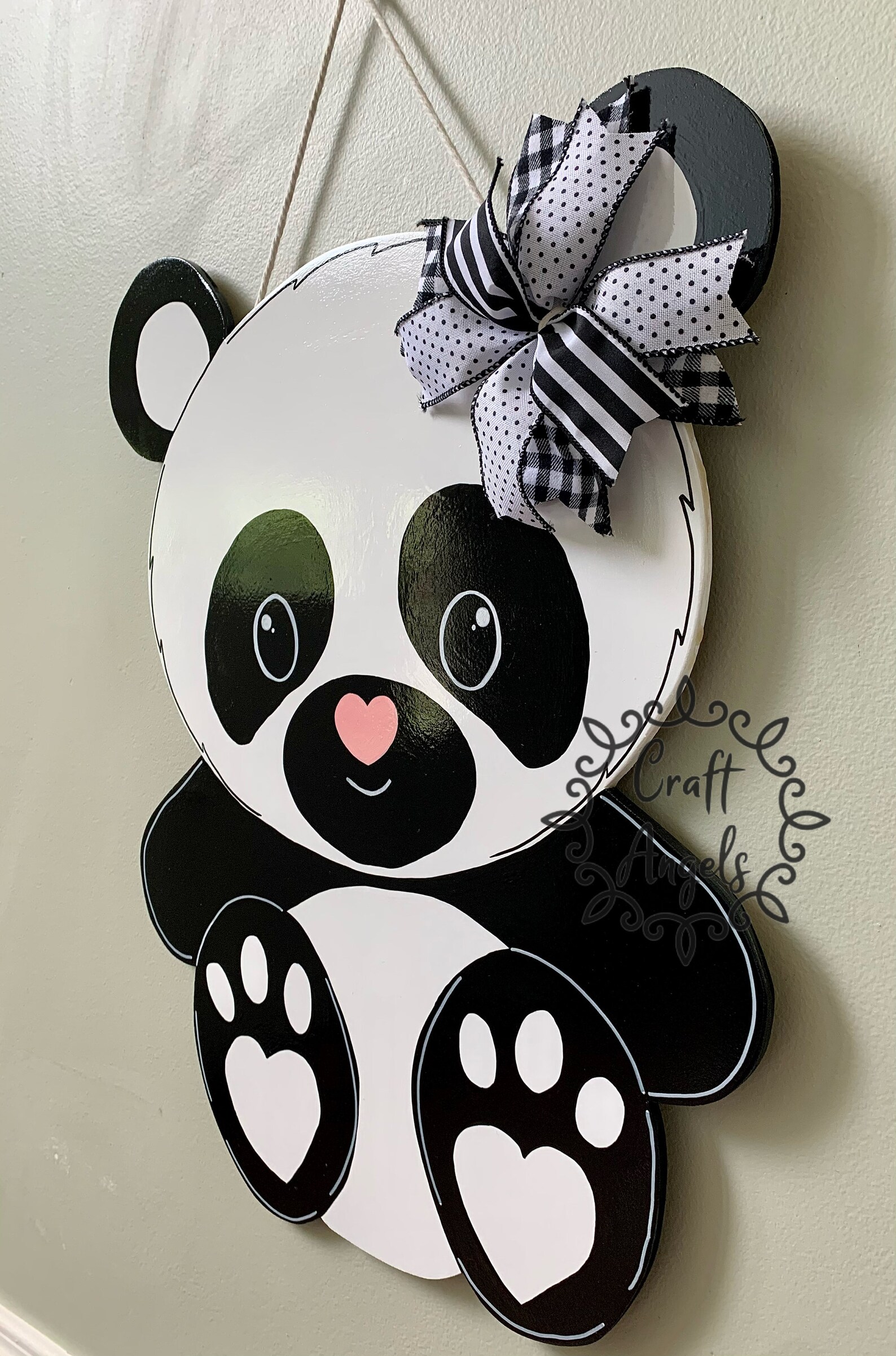 Panda door hanger panda sign nursery decorations baby | Etsy