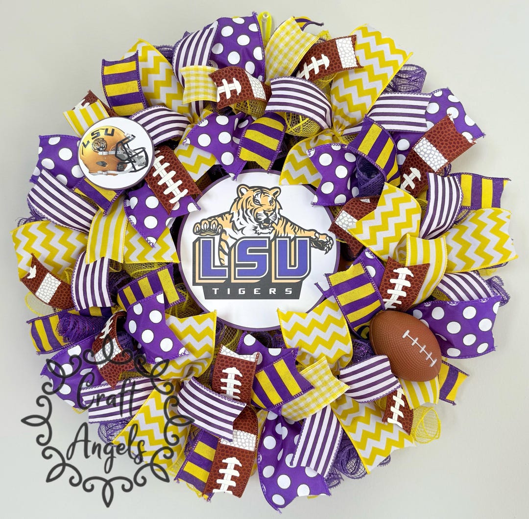LSU Wreath, LSU Football Wreath, Tigers Deco Mesh Wreath, Lsu Tigers ...