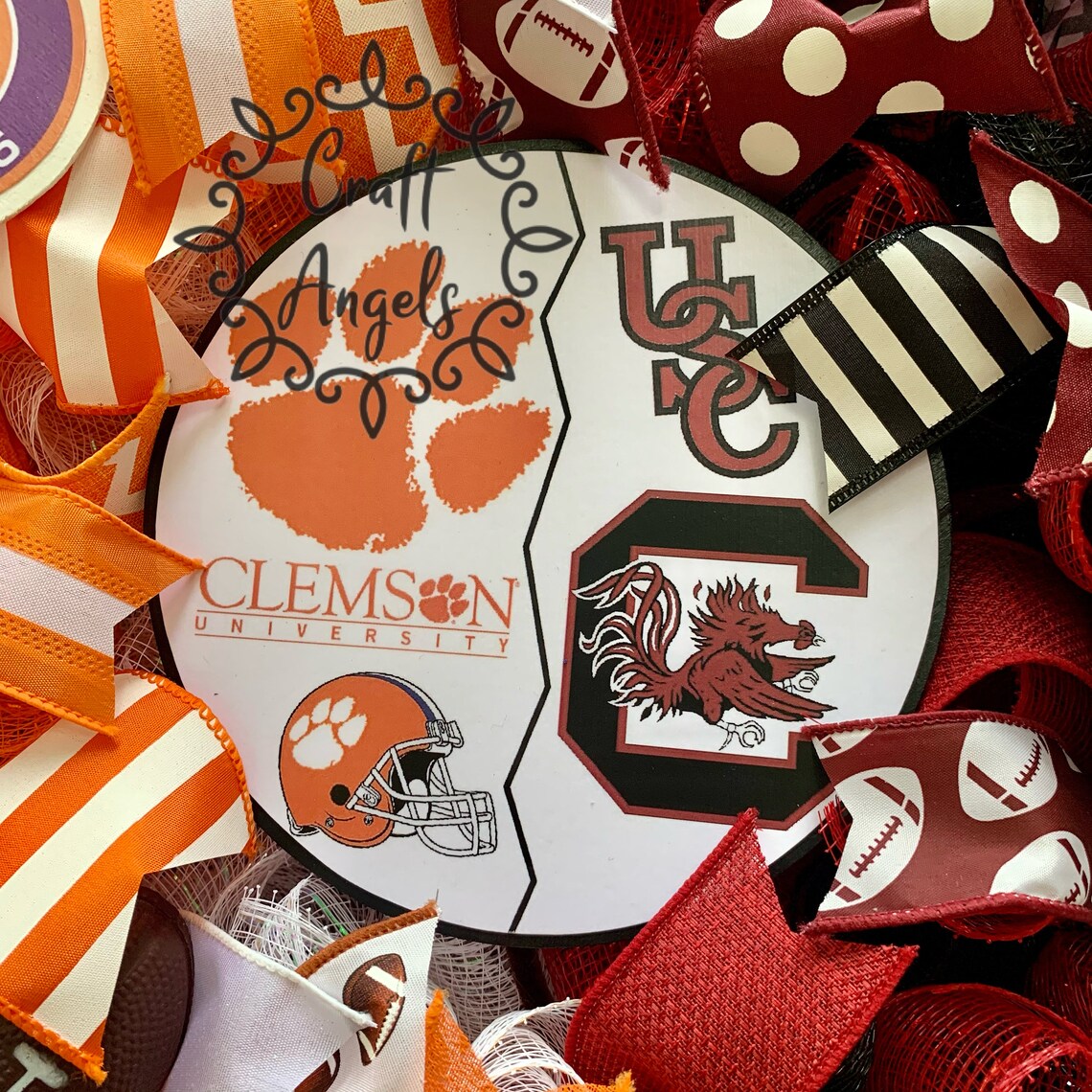 Clemson wreath gamecocks Wreath Clemson tigers Wreath House | Etsy