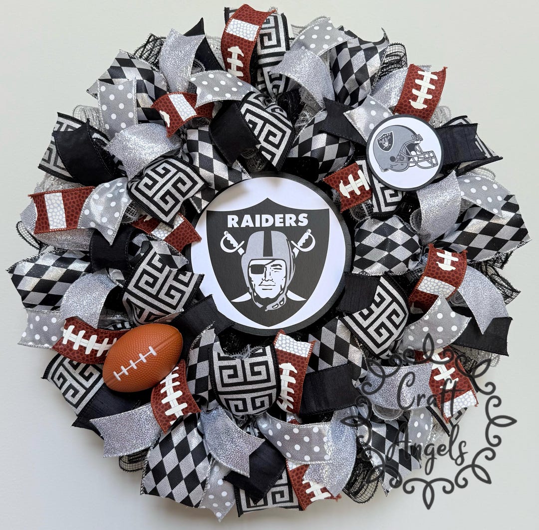 Las Vegas Raiders Wreath, LA Raiders Mesh Wreath, NFL Wreath, Raiders ...