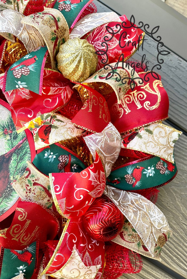 Cardinal Christmas Wreath Xmas Front Door Wreath Christmas - Etsy
