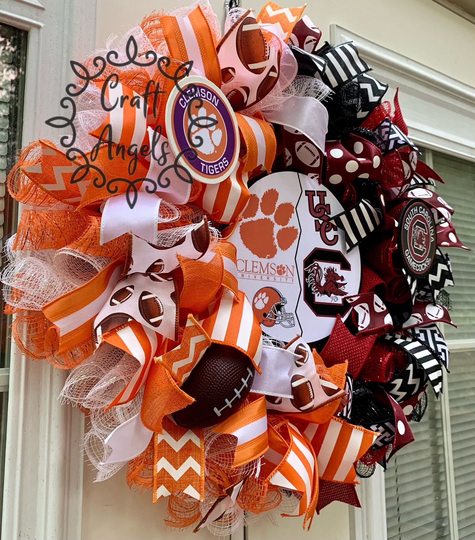 Clemson wreath gamecocks Wreath Clemson tigers Wreath House | Etsy