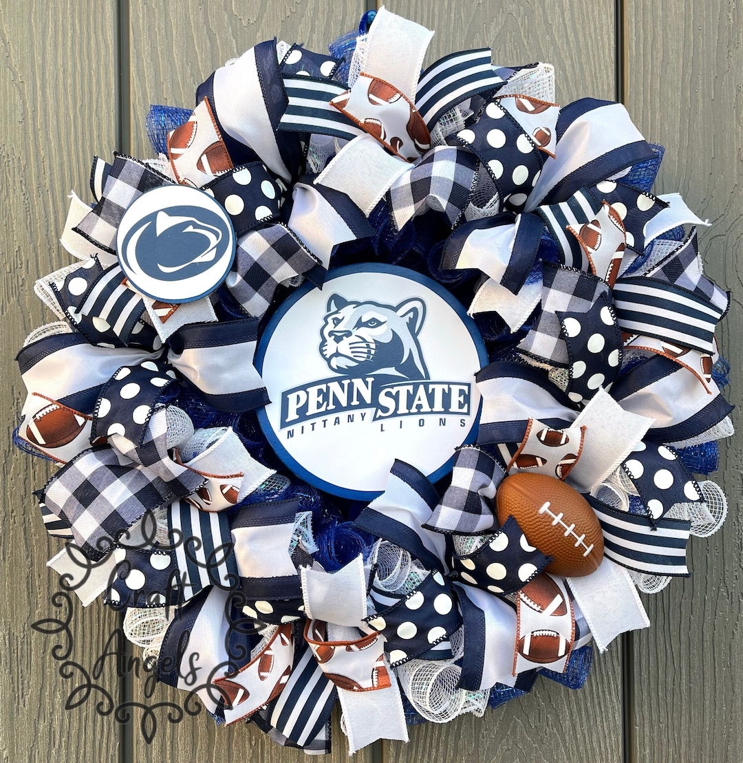 Penn State Wreath, Penn State Football Wreath, Penn State Deco Mesh ...