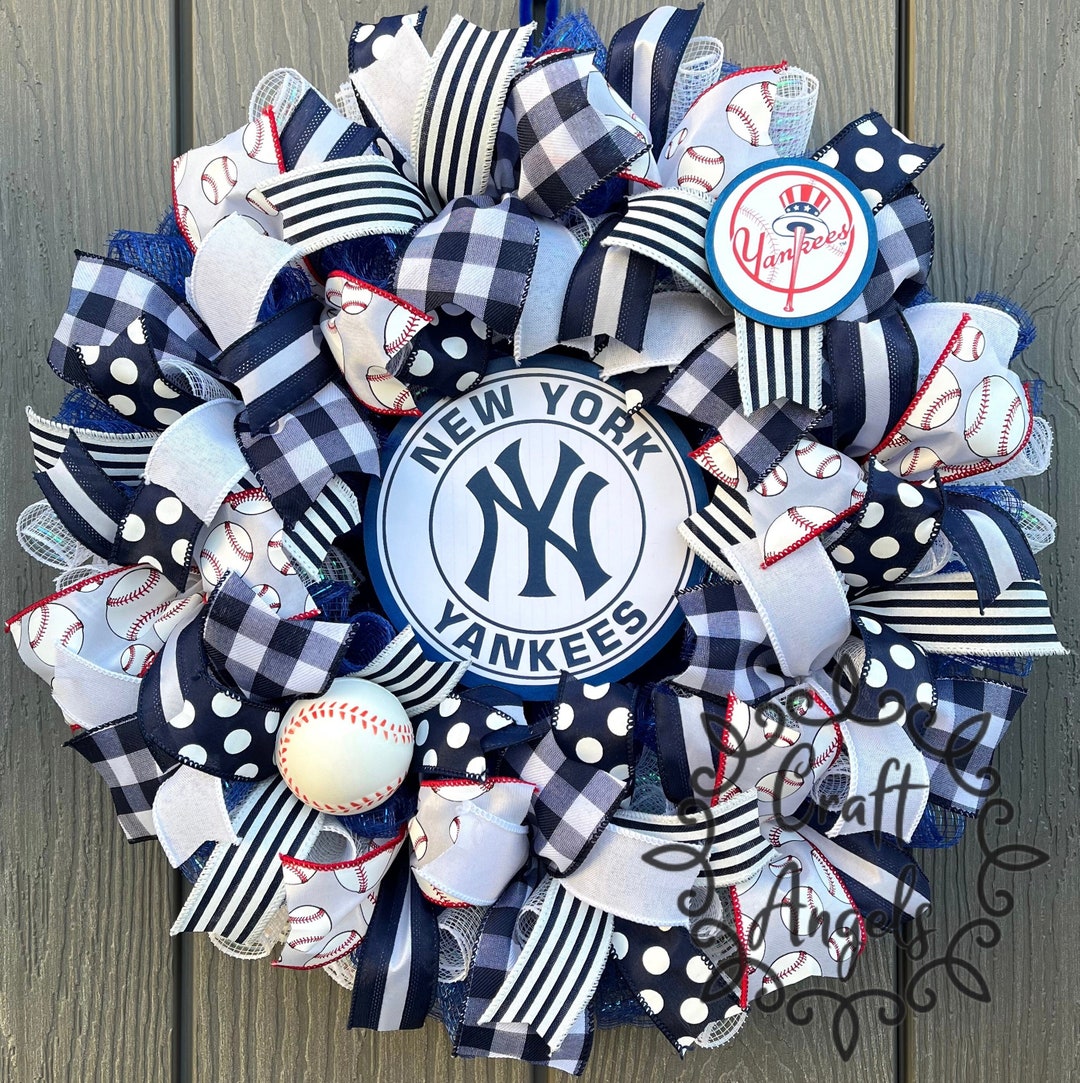 Yankees, NY Yankees, New York Yankees Mesh Wreath, MLB Decorations ...