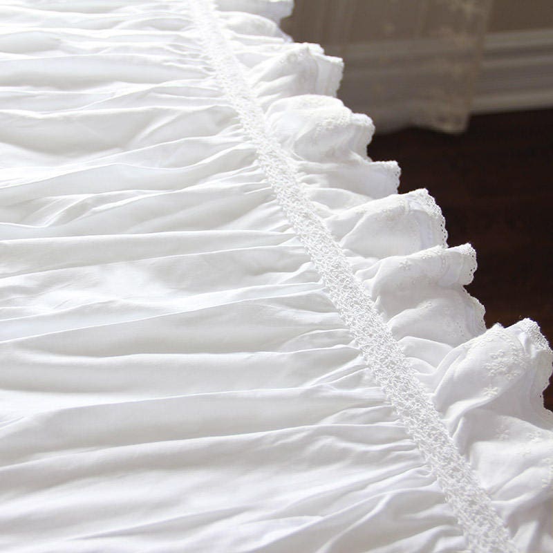 White Ruffle Ruched Crochet Eyelet Lace Luxury Shabby Cotton - Etsy Canada