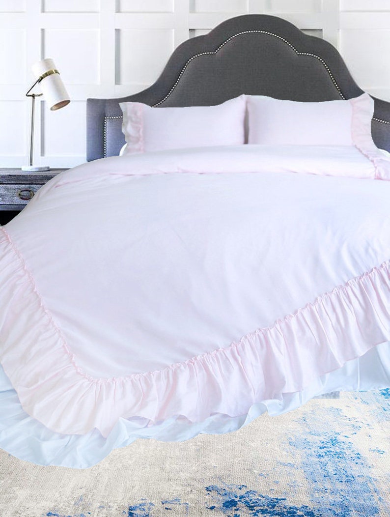 Pink Ruffle Duvet Cover Set Etsy
