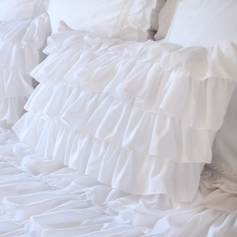 Waterfall Ruffle Luxury Shabby Duvet Cover Set Etsy