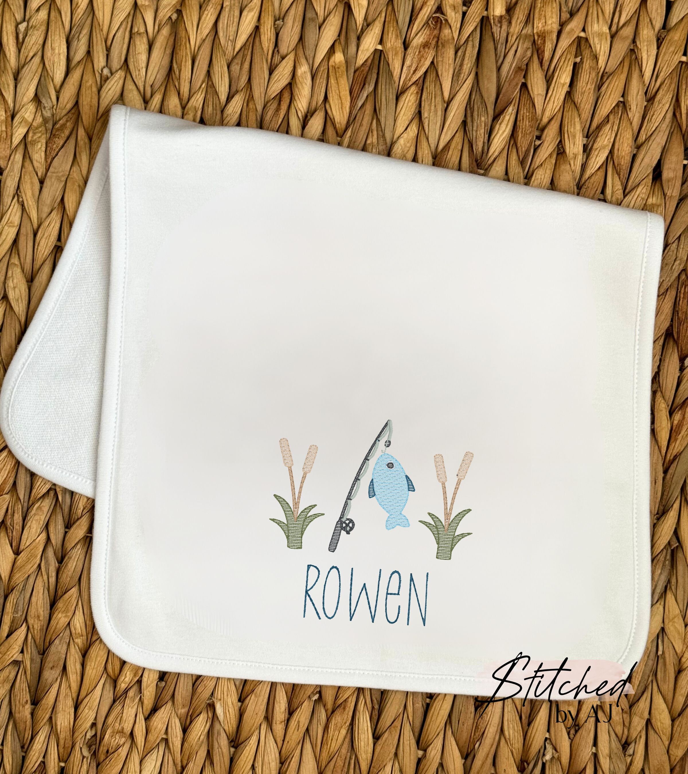 Embroidered Fishing Burp Cloth Set, Baby Boys Personalized Baby Shower ...