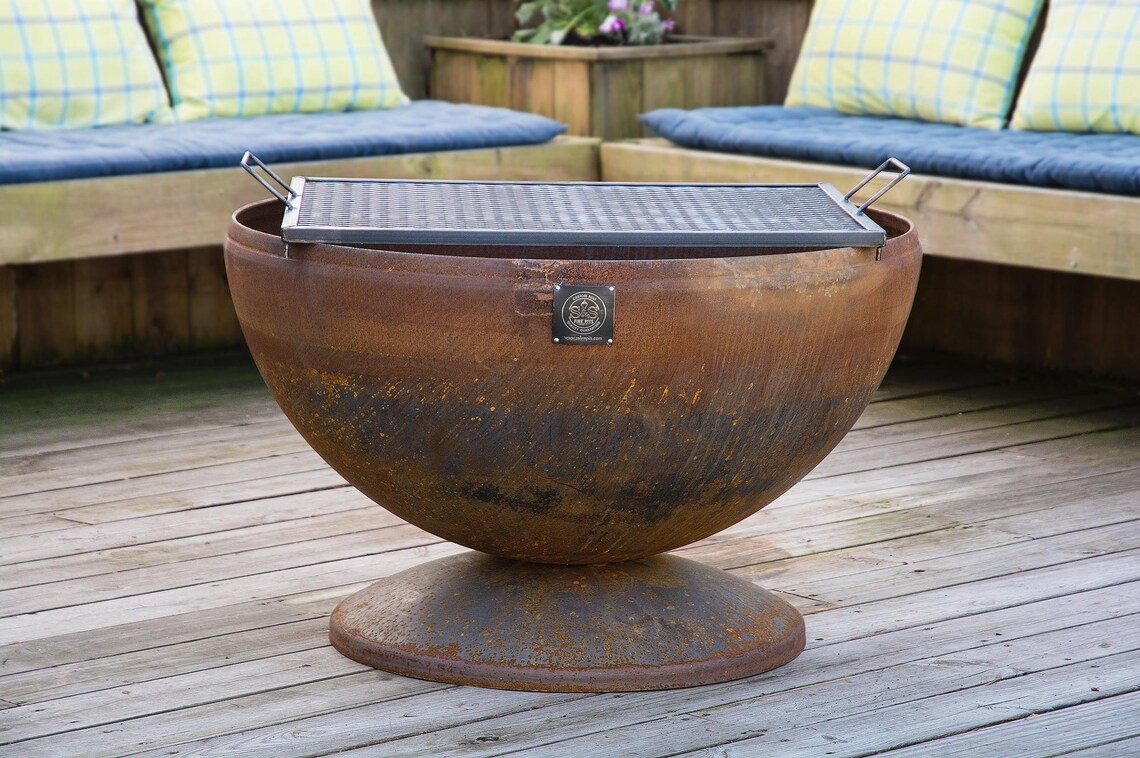 37” Hemisphere Fire Pit on Flanged Base - Etsy
