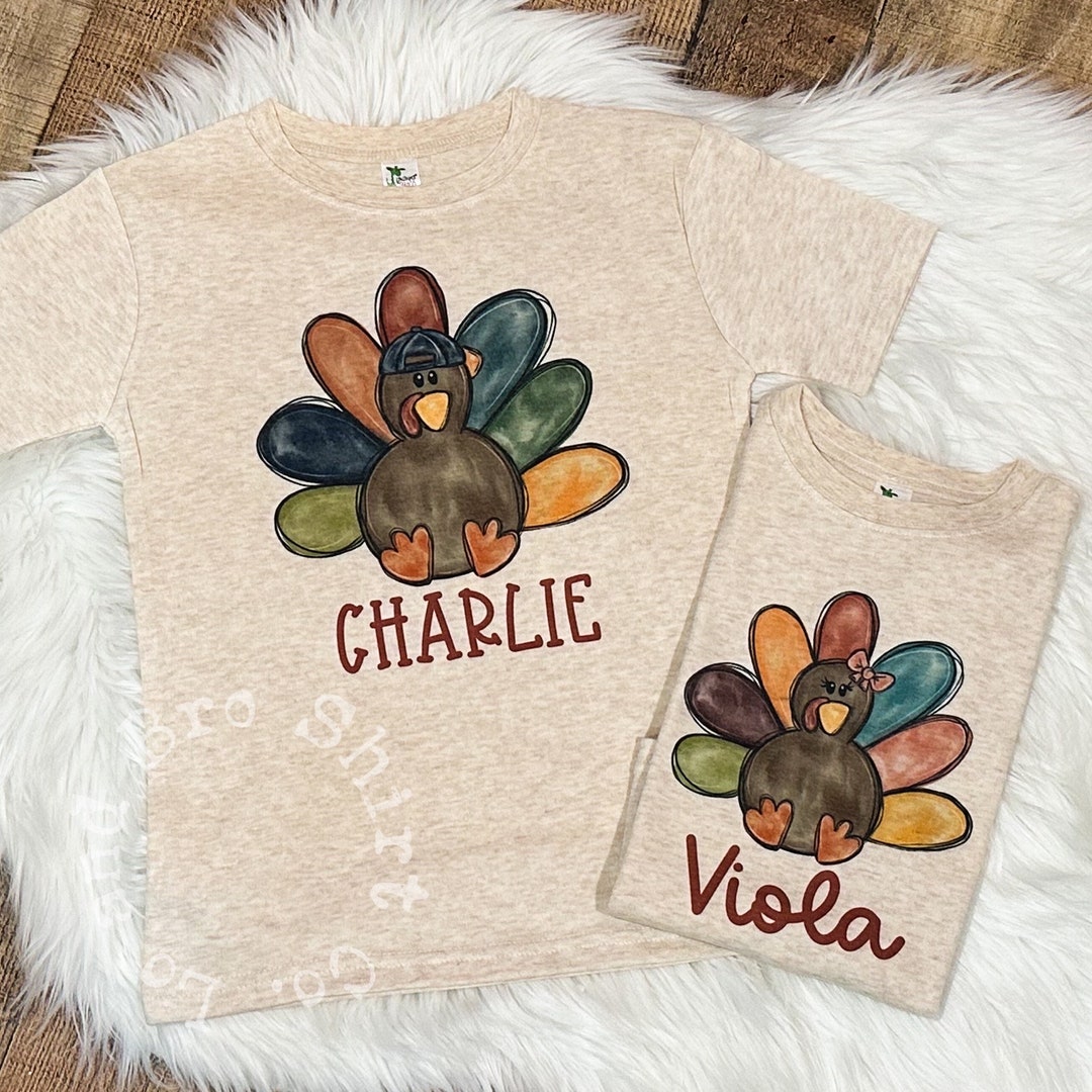 Personalized Thanksgiving Shirt for Kids, Cute Turkey Shirt for ...