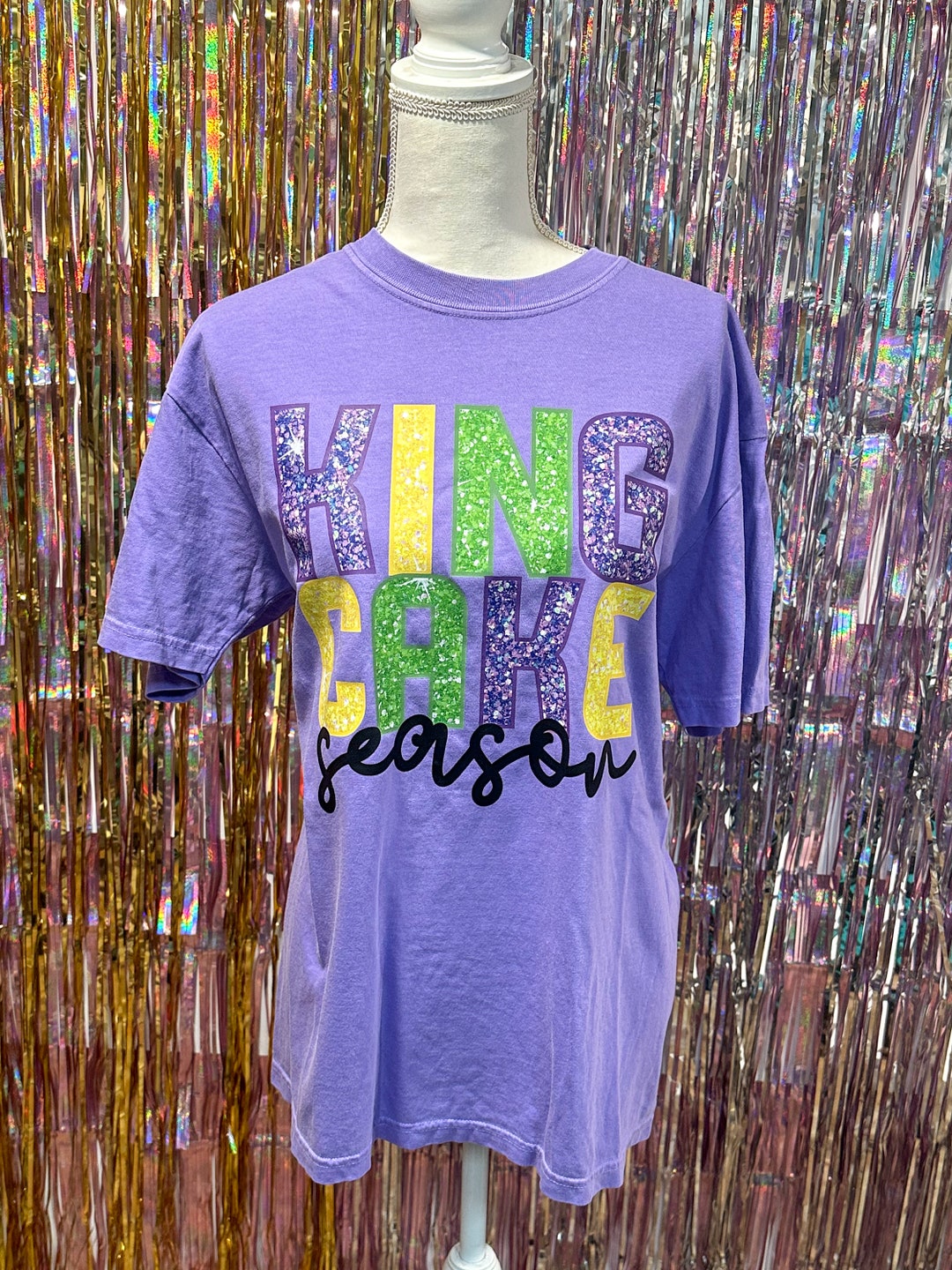 Mardi Gras Shirt for Parades, King Cake Season Shirt, Faux Glitter, Fat ...