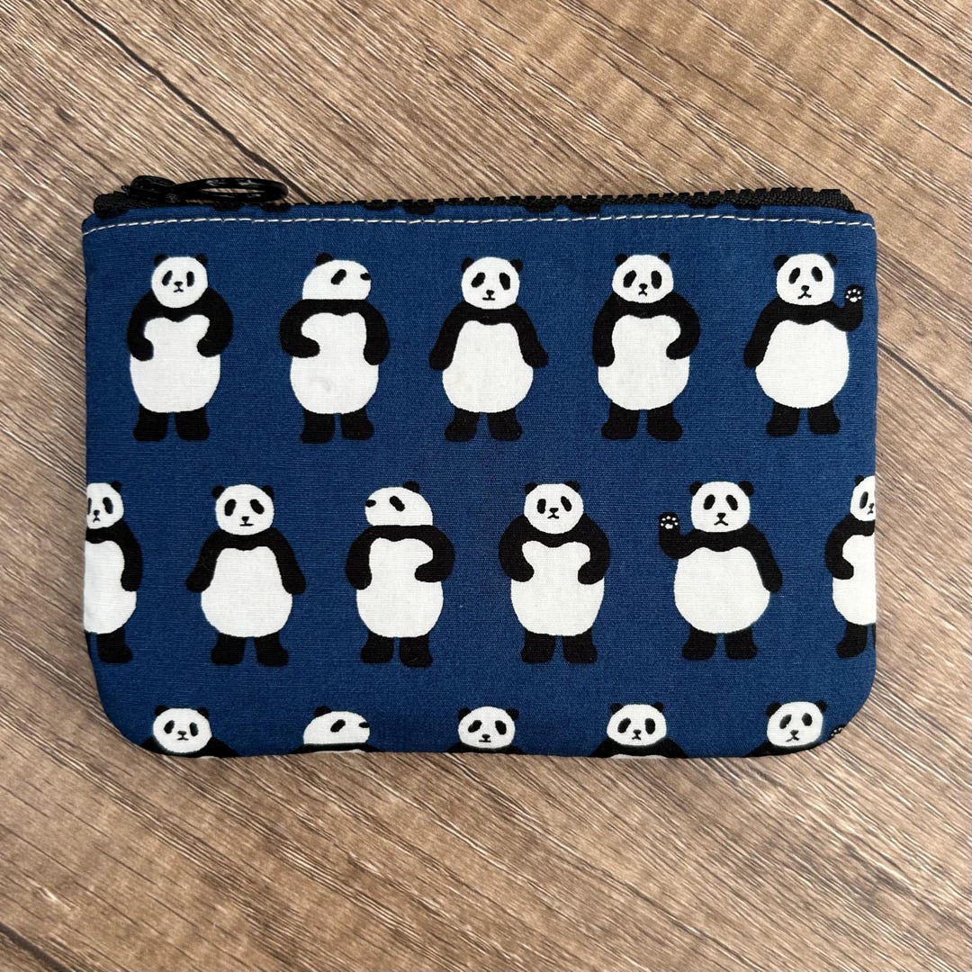 Panda Coin Purse, Cute Japanese Pandas Fabric Handmade Zippered Pouch ...