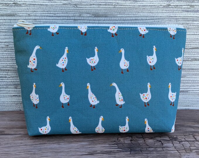 Geese Makeup Bag, Handmade Japanese Goose Fabric Zipper Pouch, Zippered ...