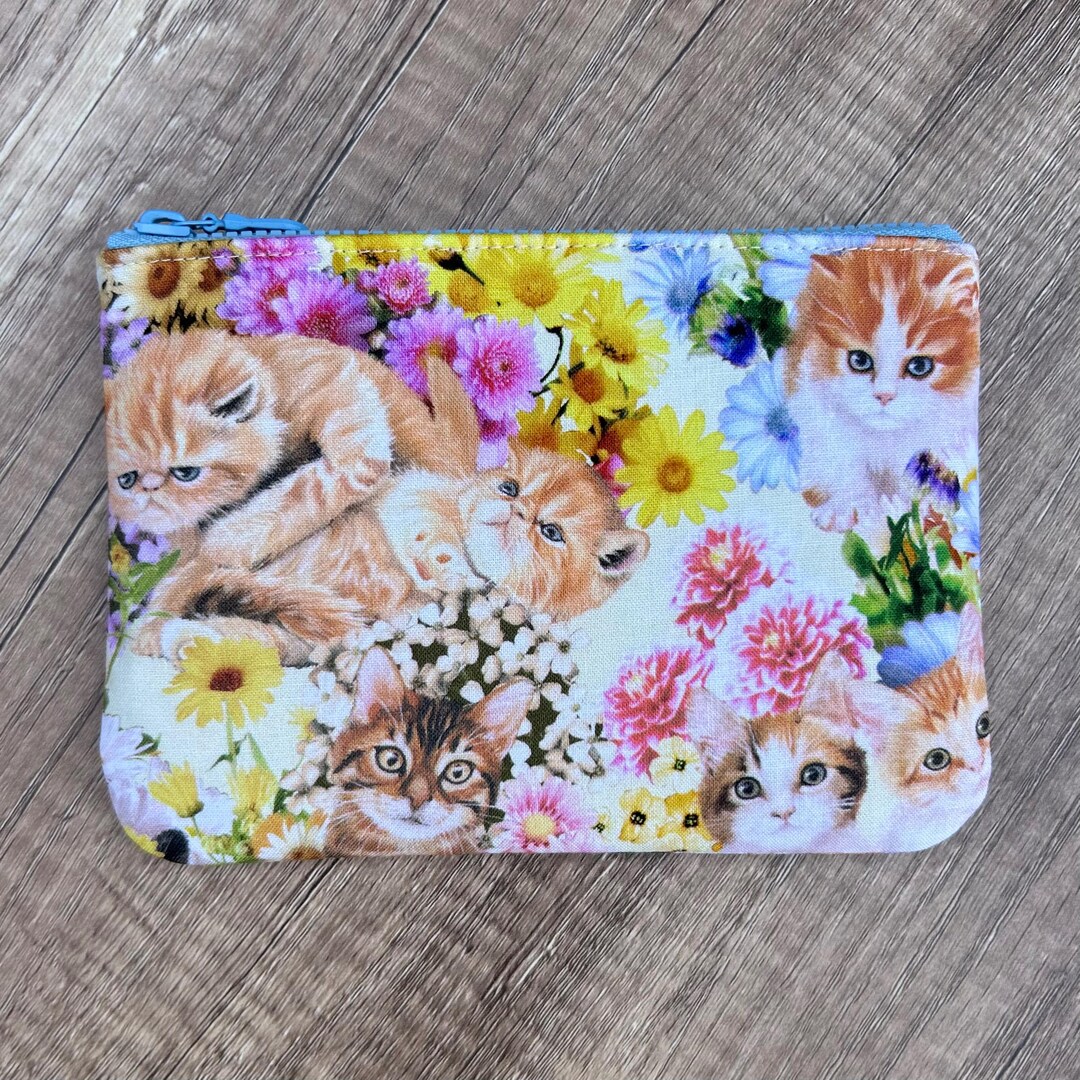 Handmade Garden Cats Coin Purse: Floral Japanese Fabric Mini Pouch - Etsy