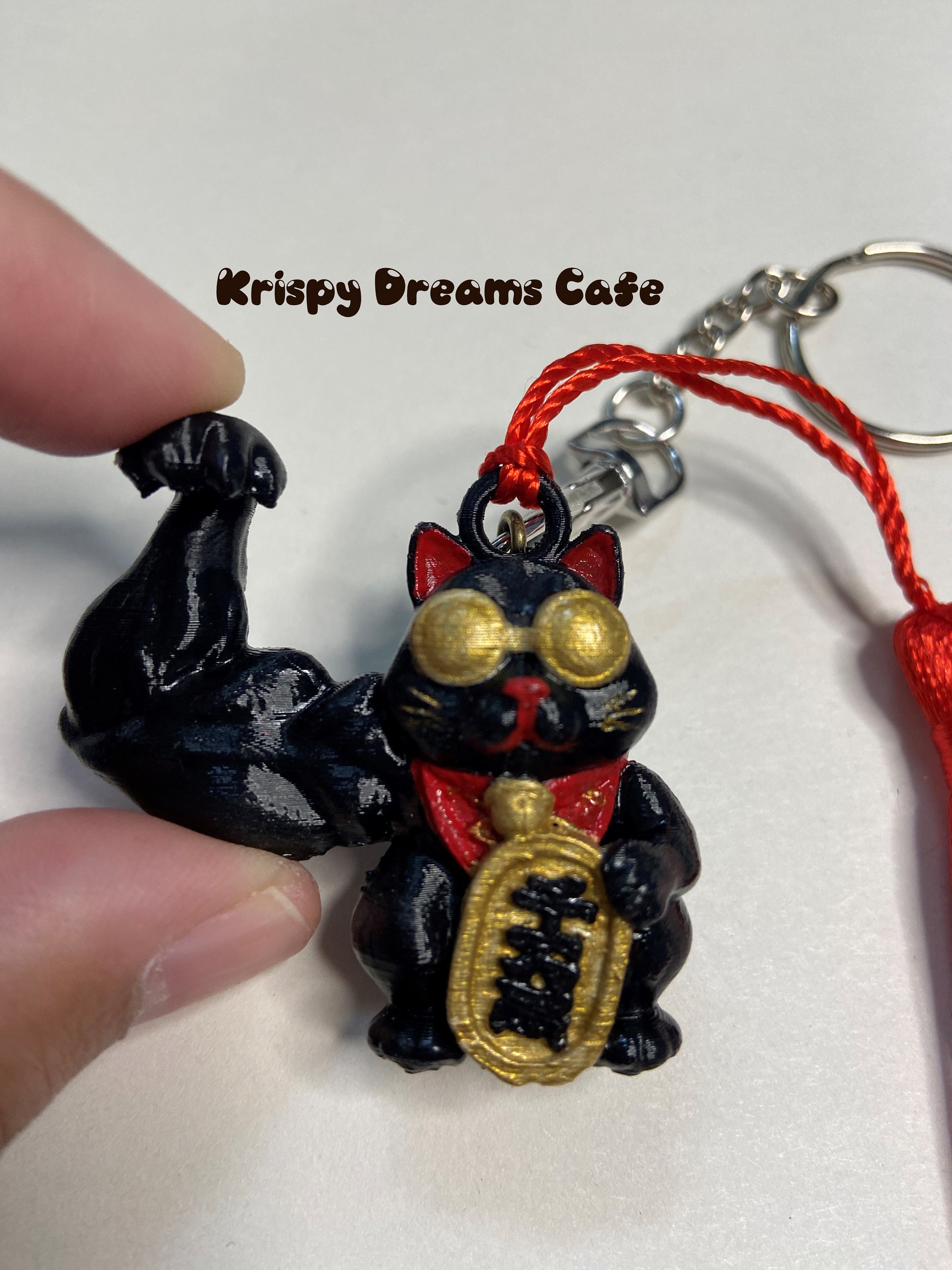 Lucky Cat Buff Muscular White or Gold Handmade Made to Order Lunar New ...