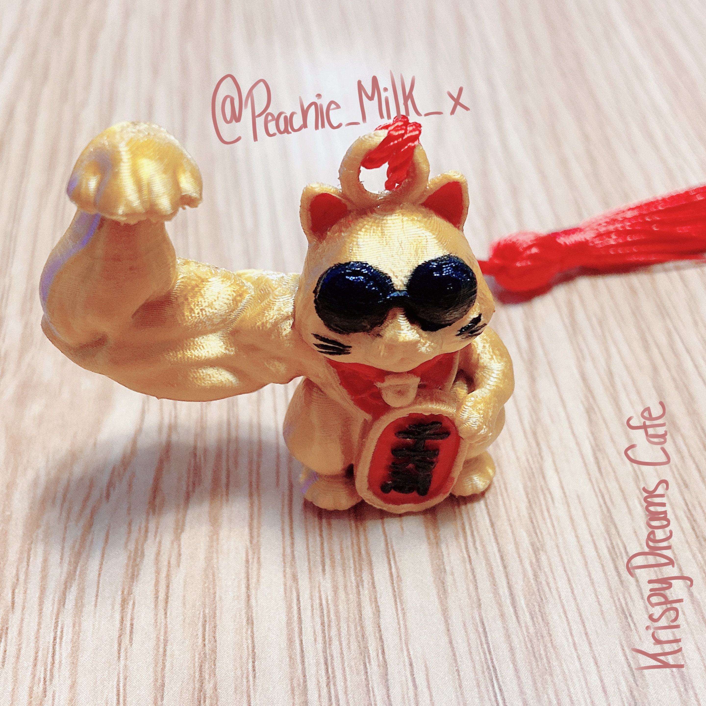 Lucky Cat Buff Muscular White or Gold Handmade Made to Order Lunar New ...