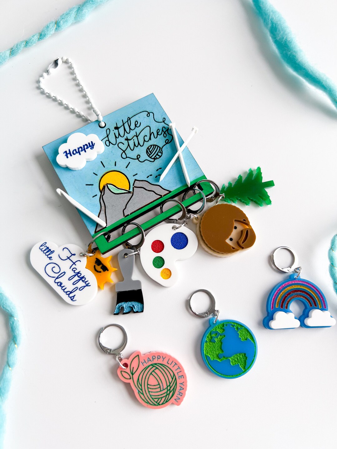 Bob Ross Inspired Stitch Marker Set Bob Ross Charms for Knitting Charms ...