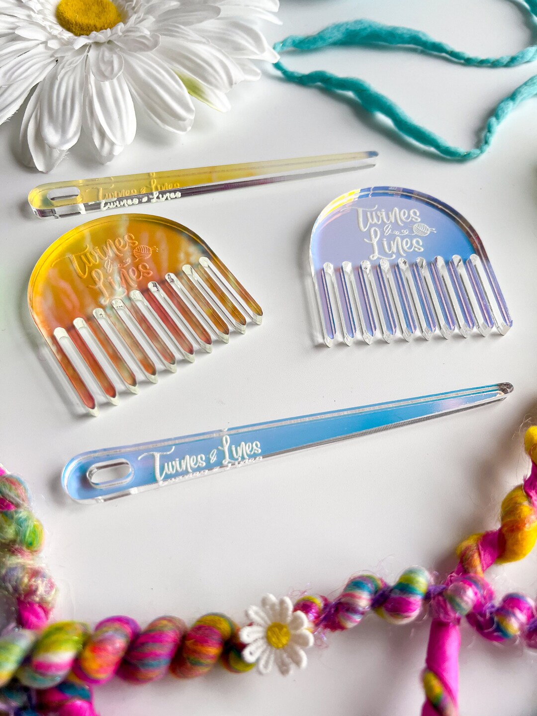 Iridescent Weaving Tool Set Weaving Comb Weaving Needle Acrylic Weaving ...