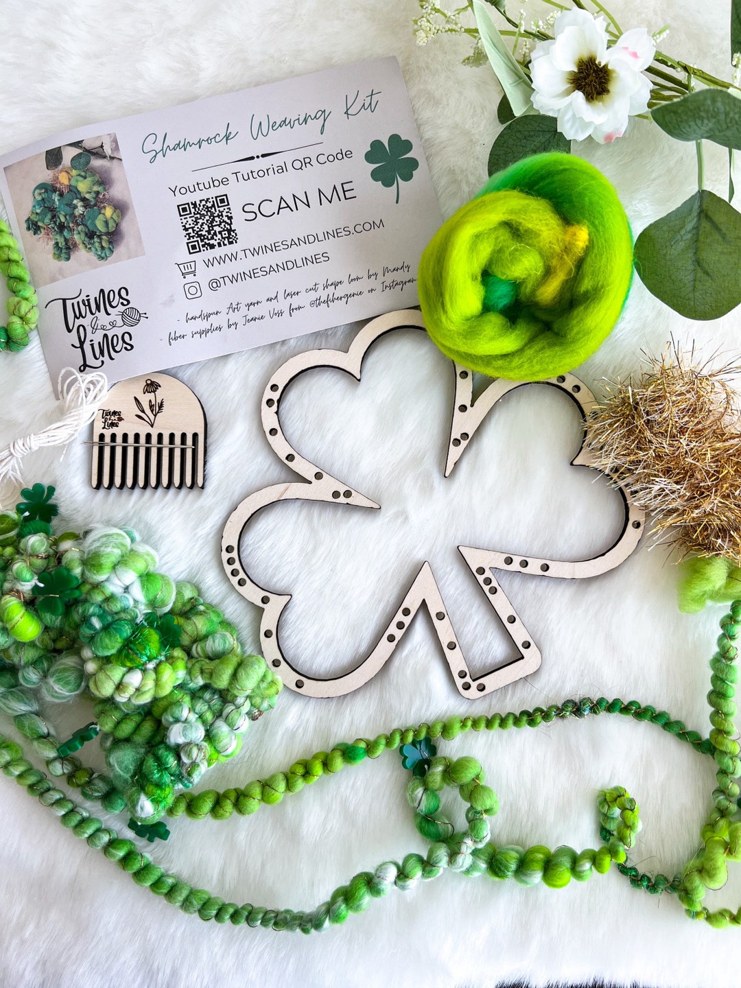 DIY Shamrock Weaving Kit Loom Wood Weaving Loom Shape Loom Shamrock ...