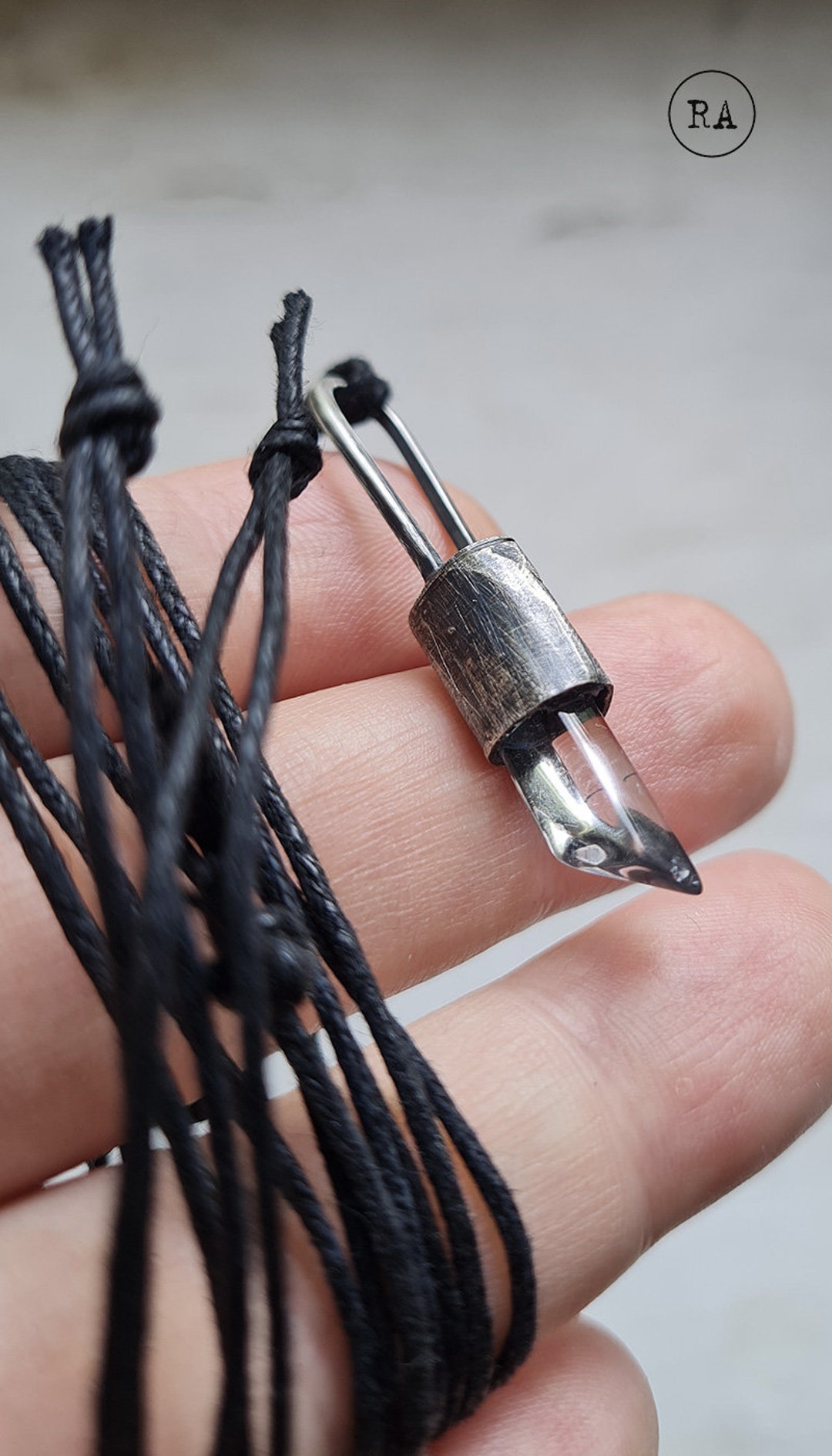 Quartz Necklace Sterling Silver Oxidized, Raw Rock Crystal and Silver ...