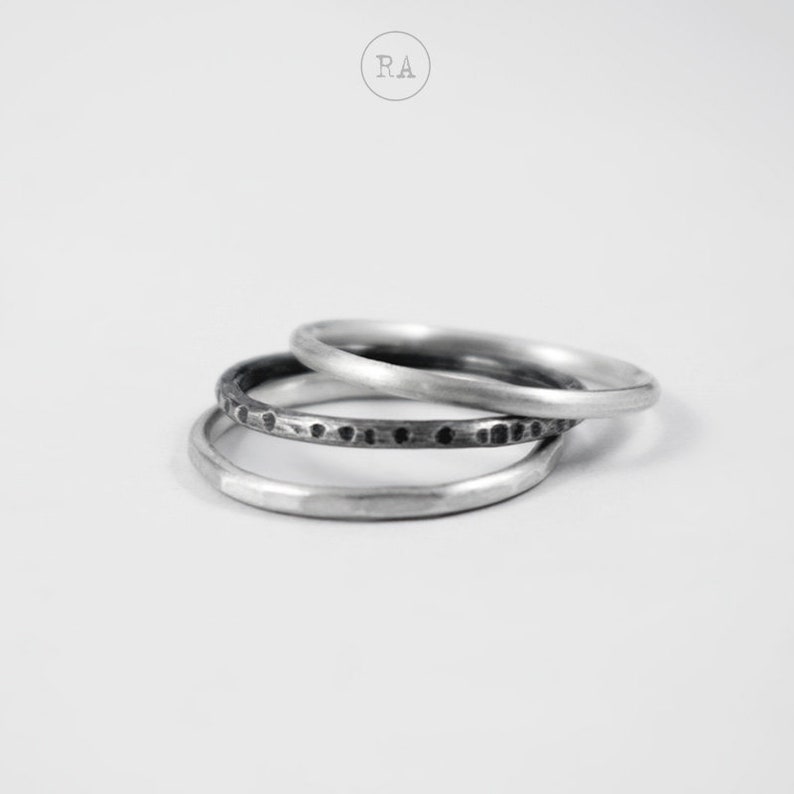 Silver Ring TEXTURE Set of 3 Sterling Silver Rings Any - Etsy