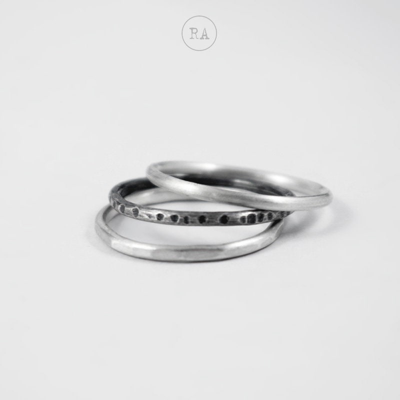 Silver Ring TEXTURE Set of 3 Sterling Silver Rings Any - Etsy