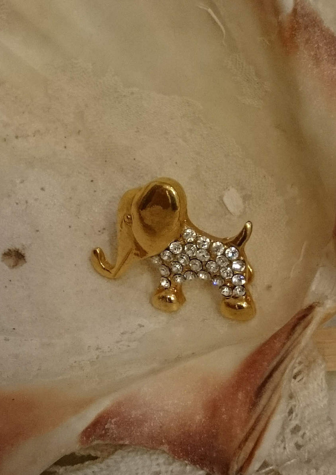 Small Rhinestone Elephant-petite Vintage Elephant Pin Gold - Etsy Denmark