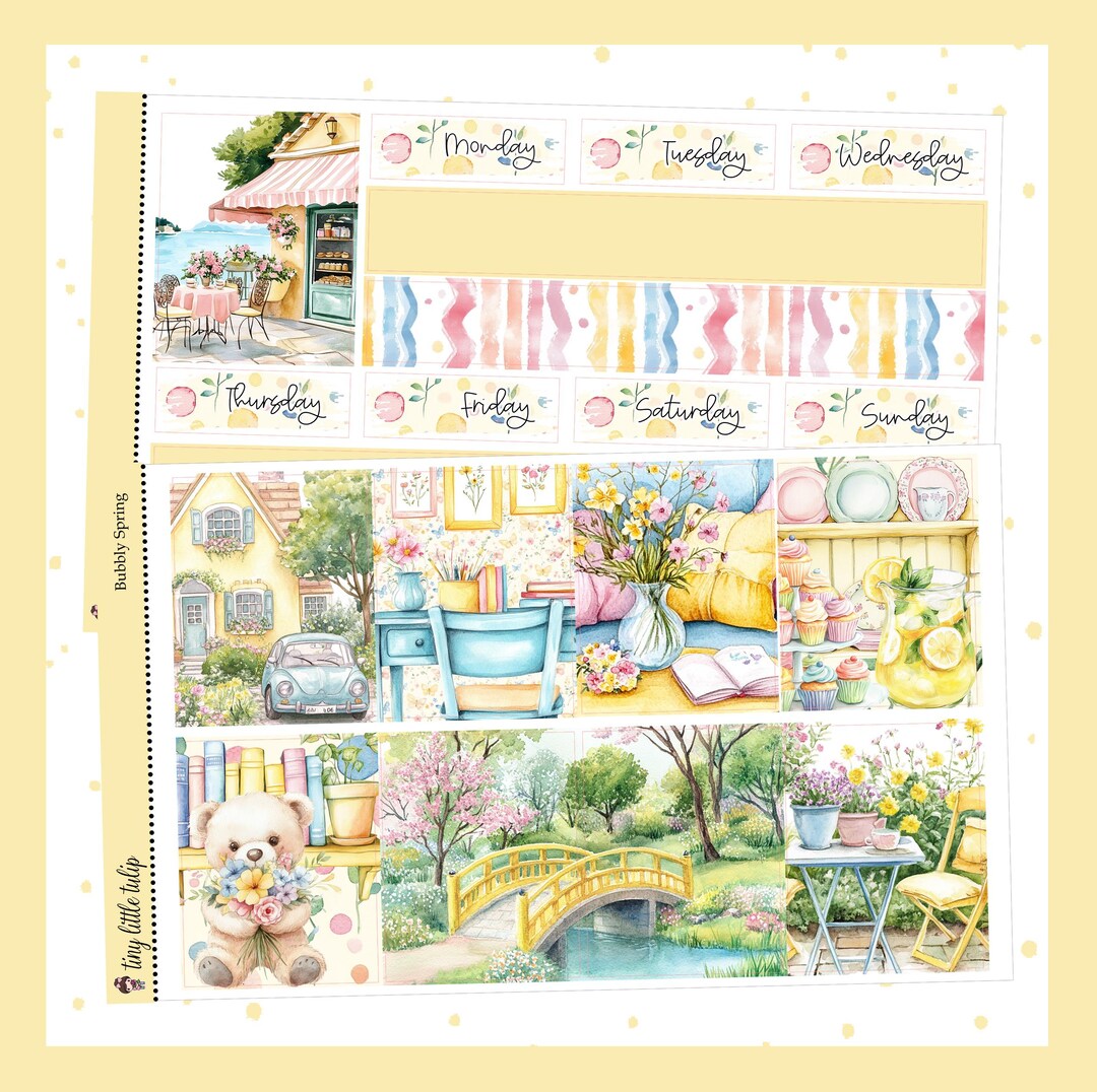 Bubbly Spring-standard Vertical Weekly Kit-planner Stickers - Etsy