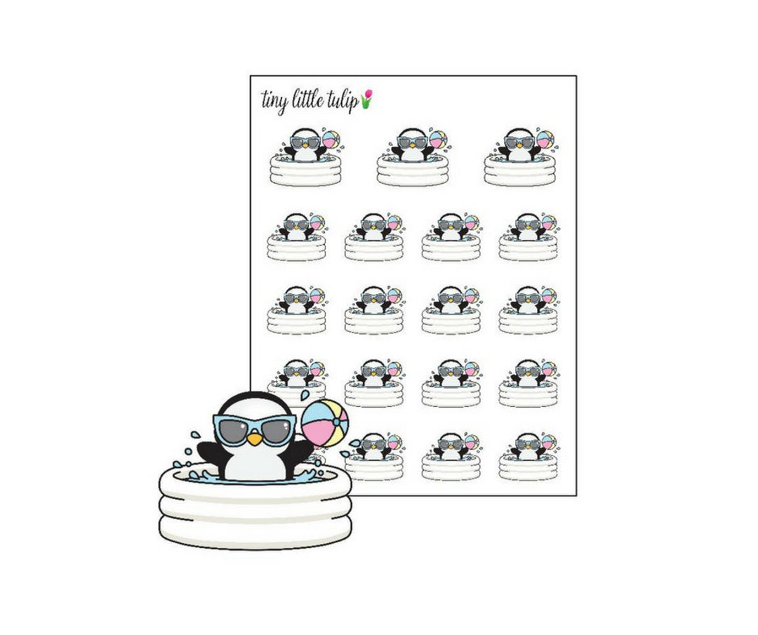 Planner Stickers Penguin Kiddie Pool - Etsy