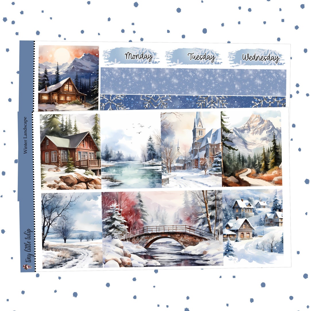 Winter Landscape-standard Vertical Weekly Kit-planner Stickers - Etsy