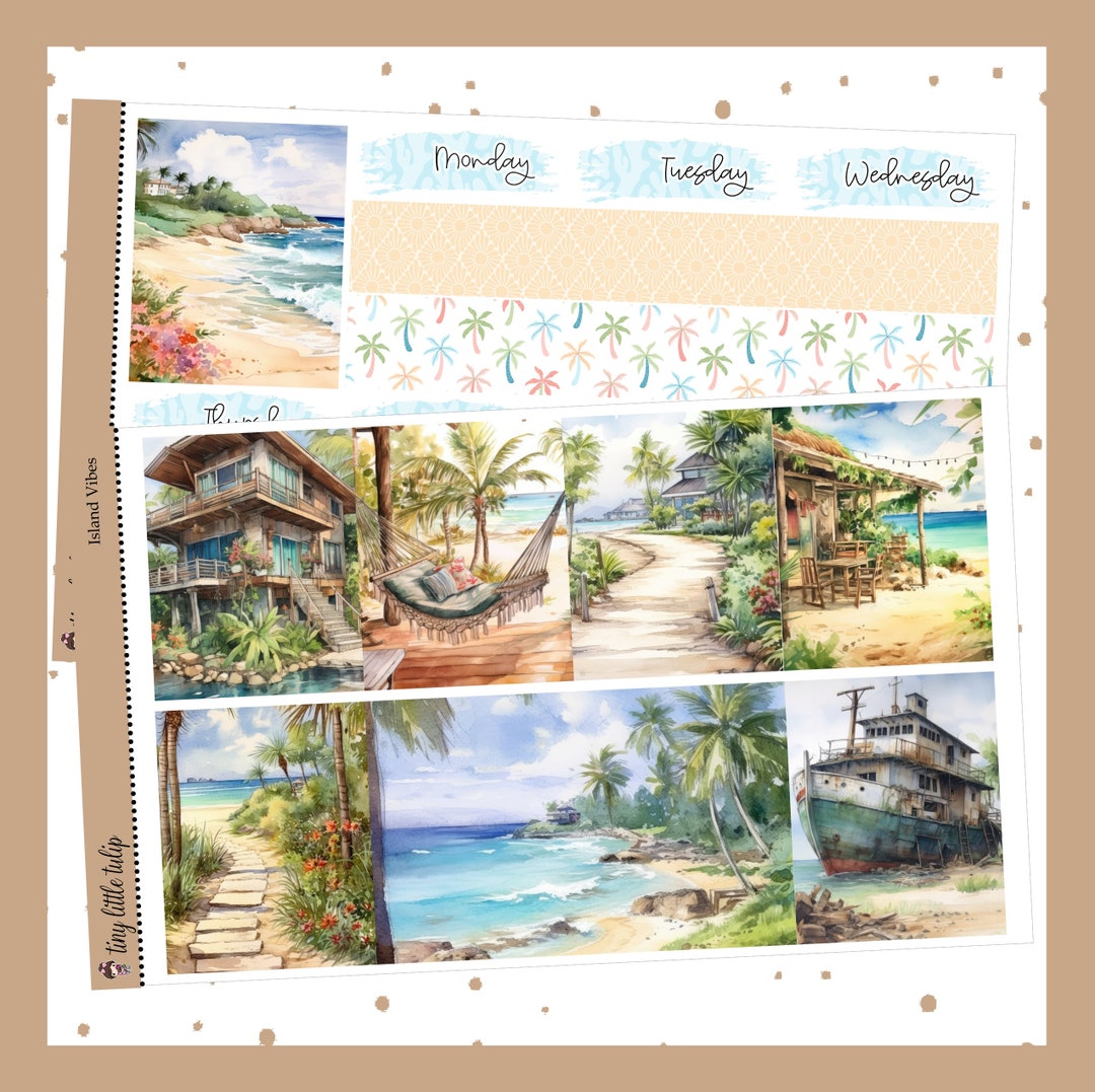 Island Vibes-standard Vertical Weekly Kit-planner Stickers - Etsy