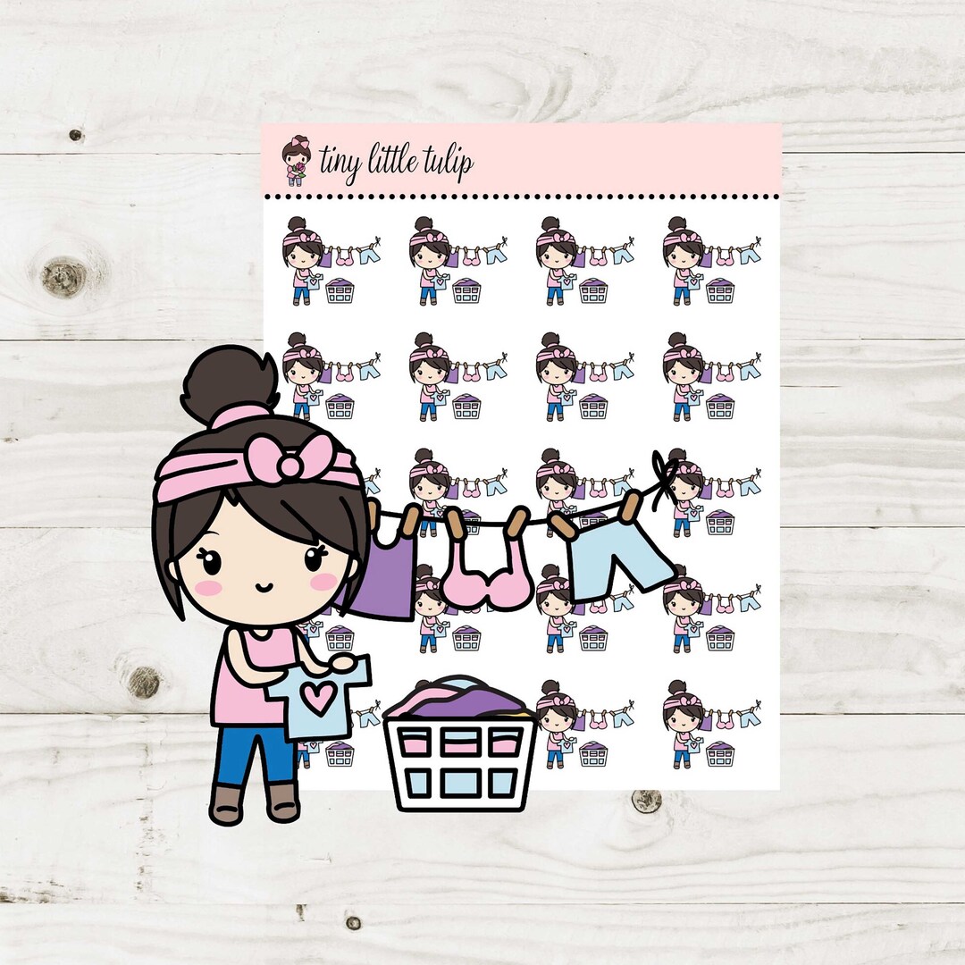 Planner Stickers Planner Girl Laundry Line - Etsy