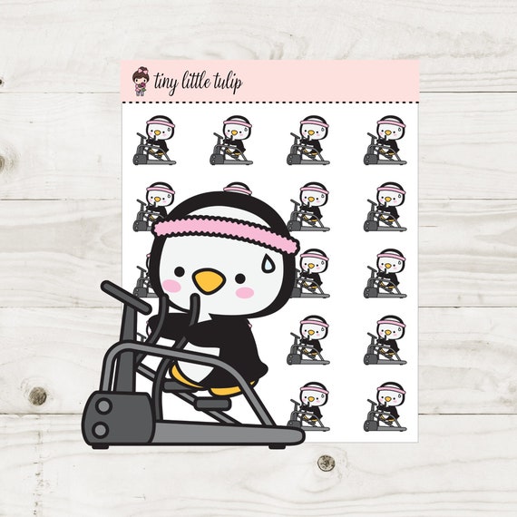 Planner Stickers Penguin Exercise Elliptical Stickers | Etsy