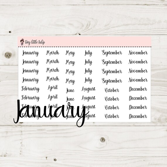 Planner Stickers Script Stickers Months of the Year | Etsy