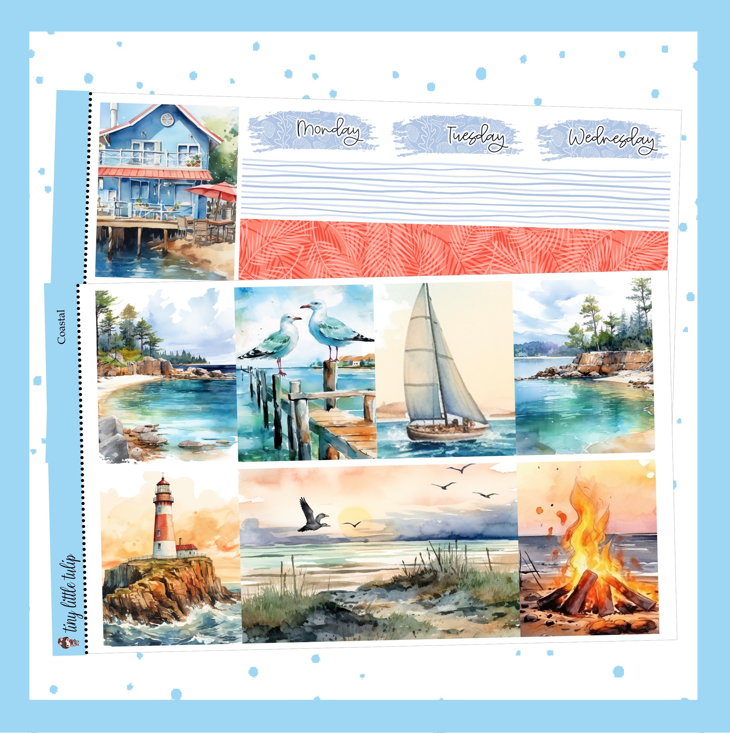 Coastal-standard Vertical Weekly Kit-planner Stickers - Etsy