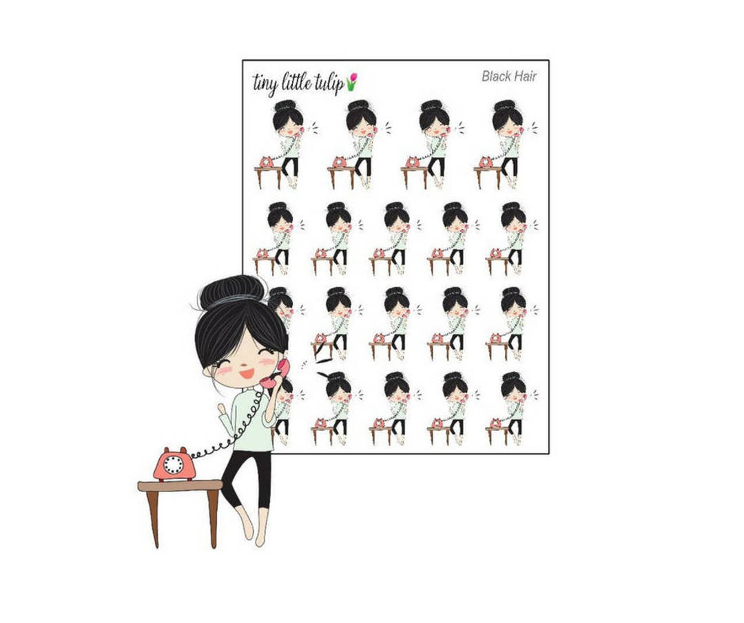 Planner Stickers Planner Girl Phone Call - Etsy