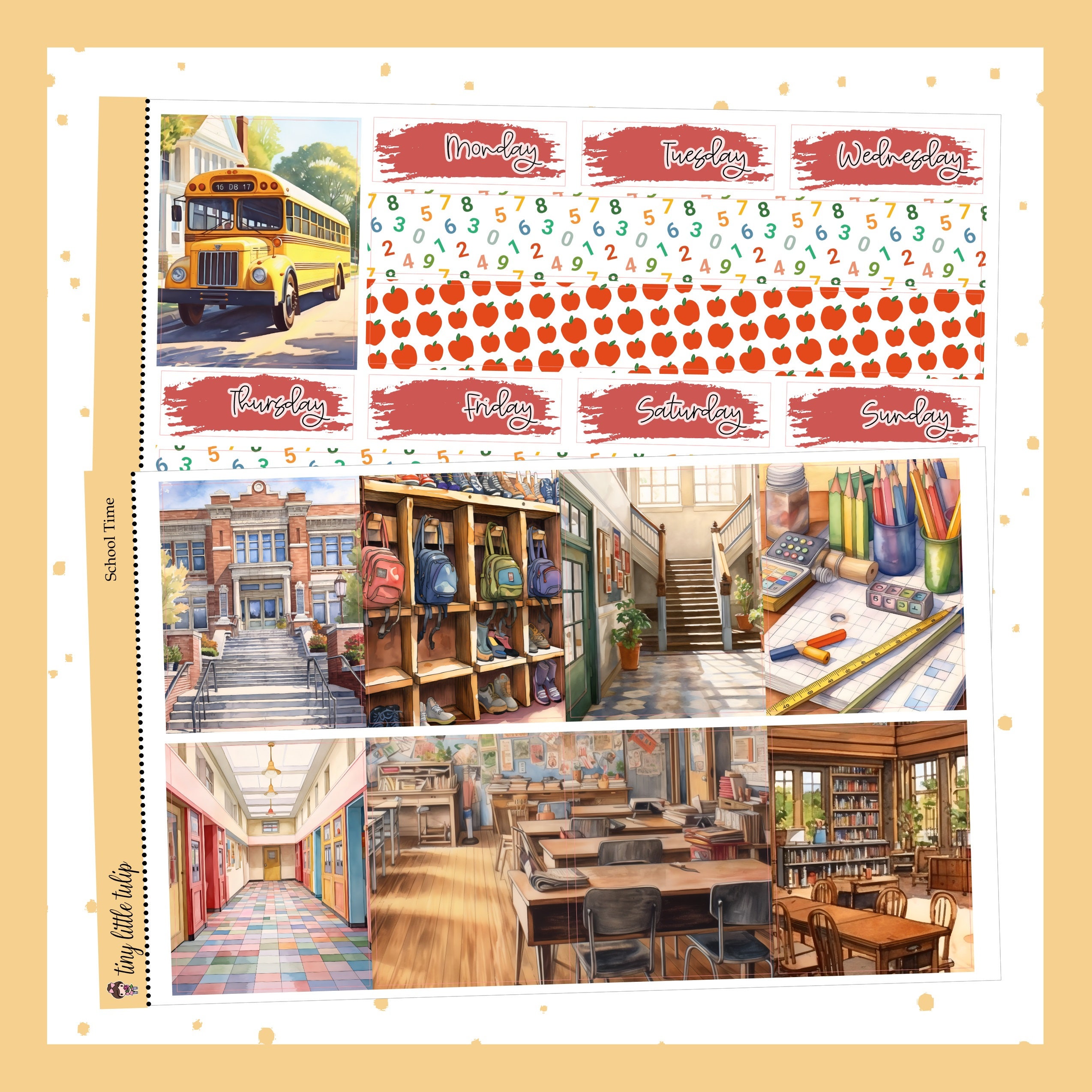 School Time-standard Vertical Weekly Kit-planner Stickers - Etsy