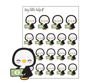 Planner Stickers Penguin Paying Bills Stickers | Etsy