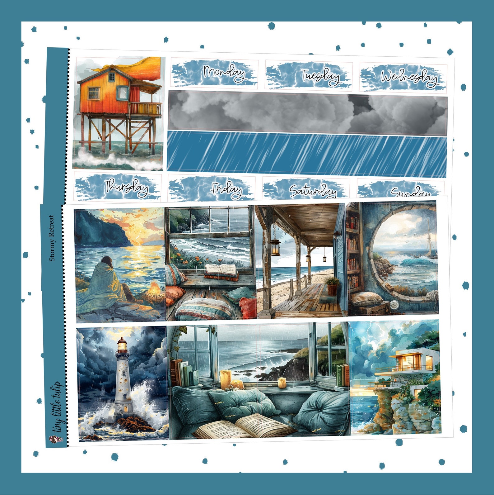 Stormy Retreat-standard Vertical Weekly Kit-planner Stickers - Etsy