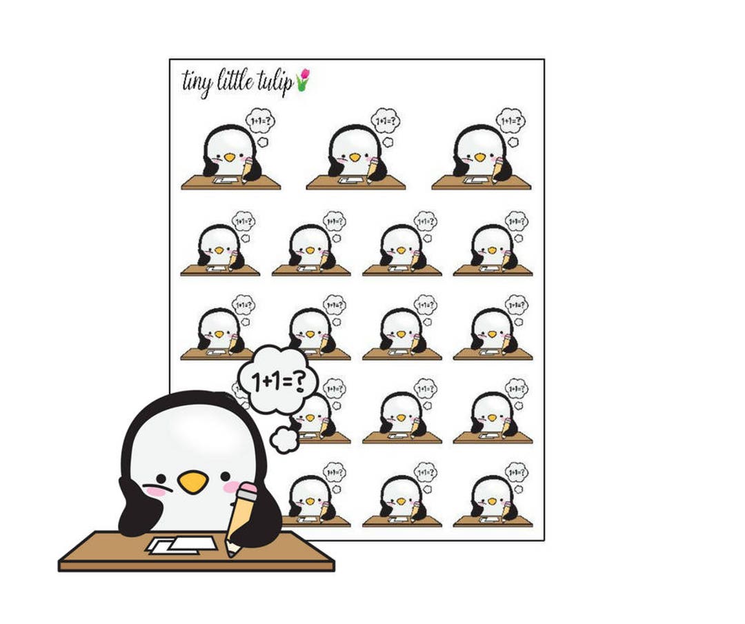 Planner Stickers Penguin Homework - Etsy