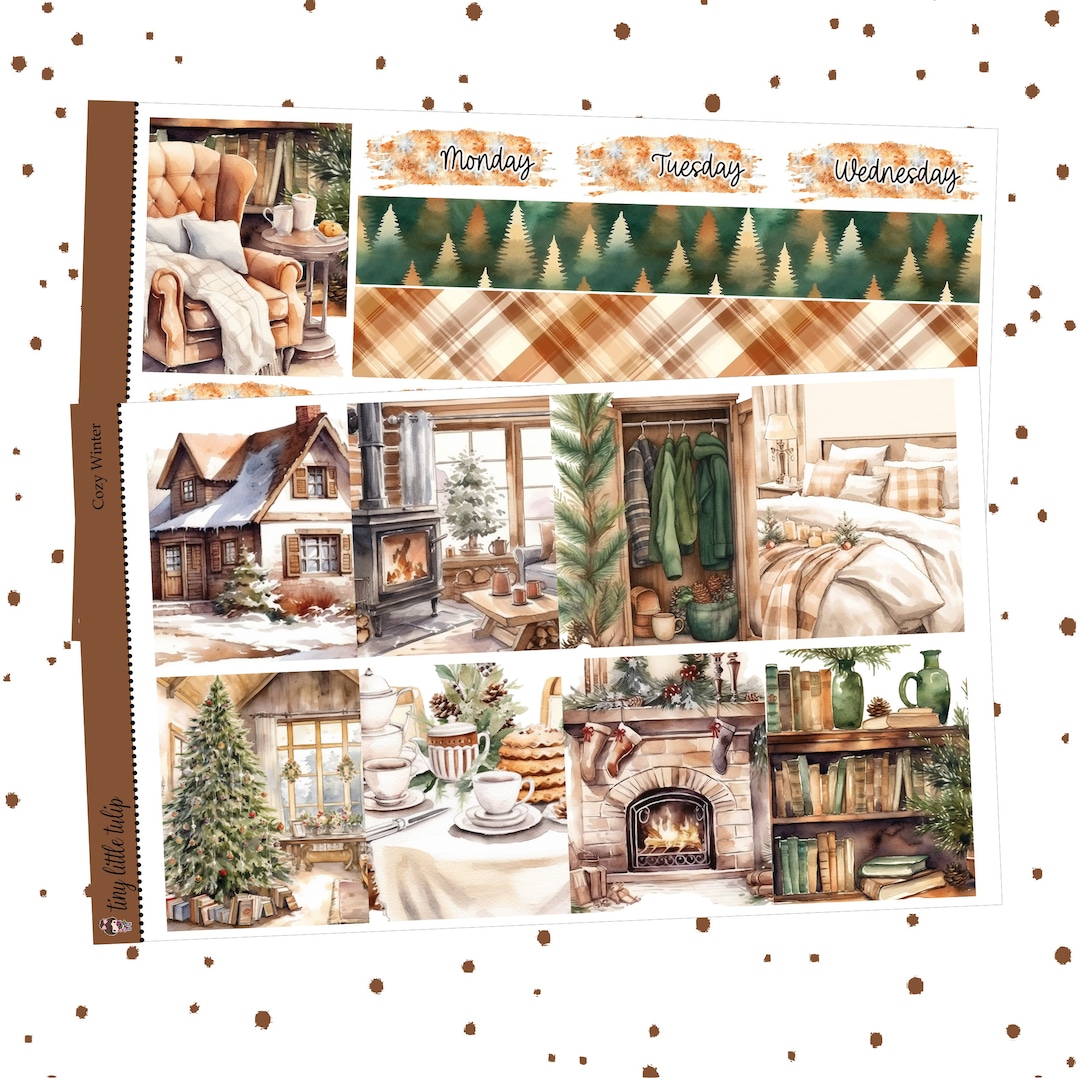 Cozy Winter-standard Vertical Weekly Kit-planner Stickers - Etsy