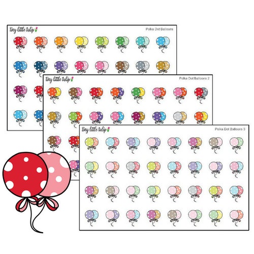 Planner Stickers Polka-dot Balloons | Etsy