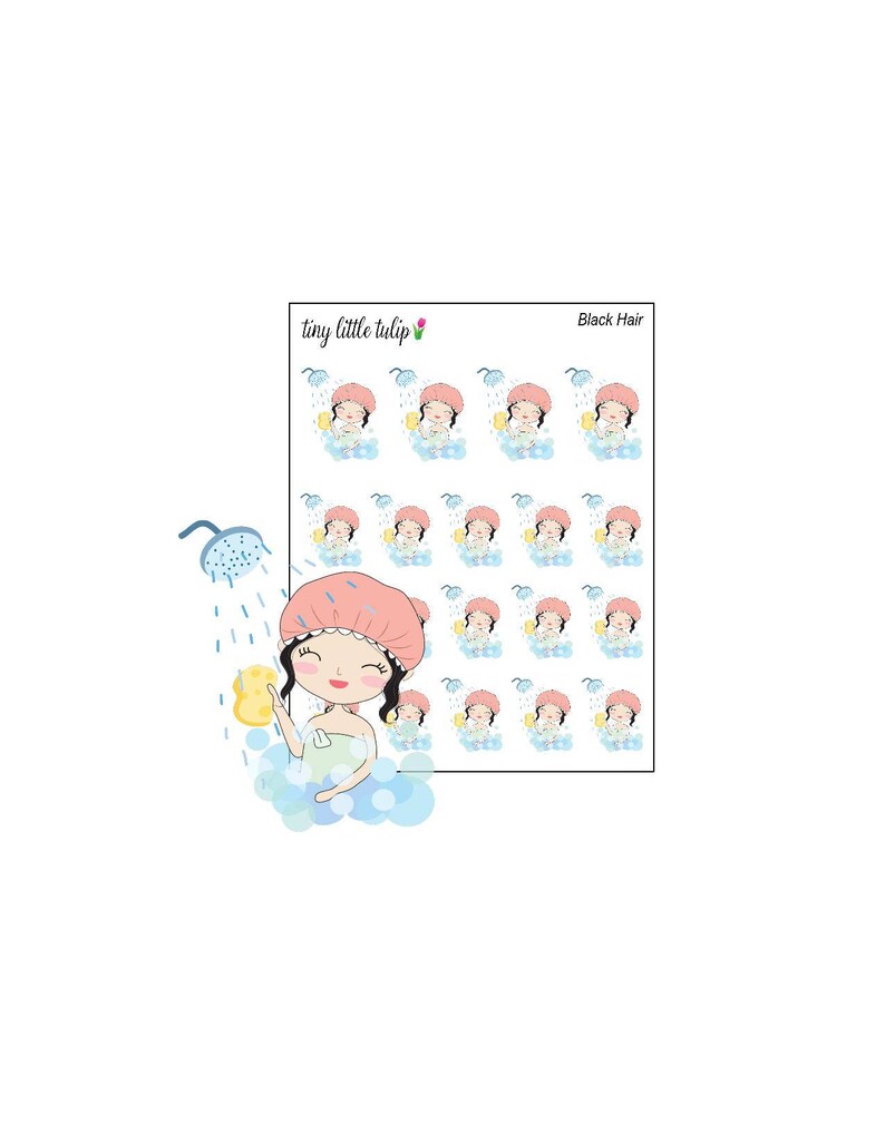 Planner Stickers Planner Girl Taking Shower - Etsy