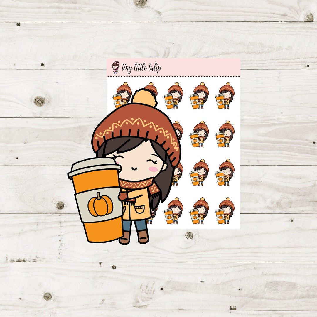 Planner Stickers Fall Planner Girl Coffee - Etsy