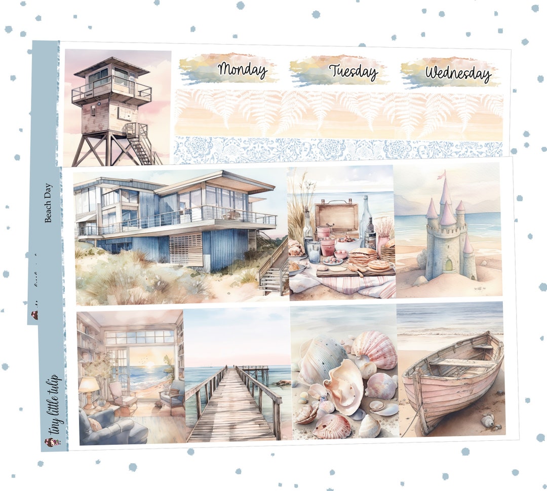 Beach Day-standard Vertical Weekly Kit-planner Stickers - Etsy