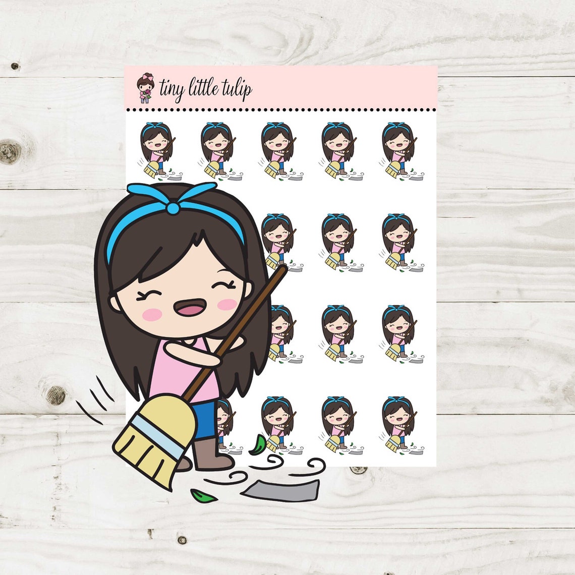 Planner Stickers Planner Girl Sweeping | Etsy