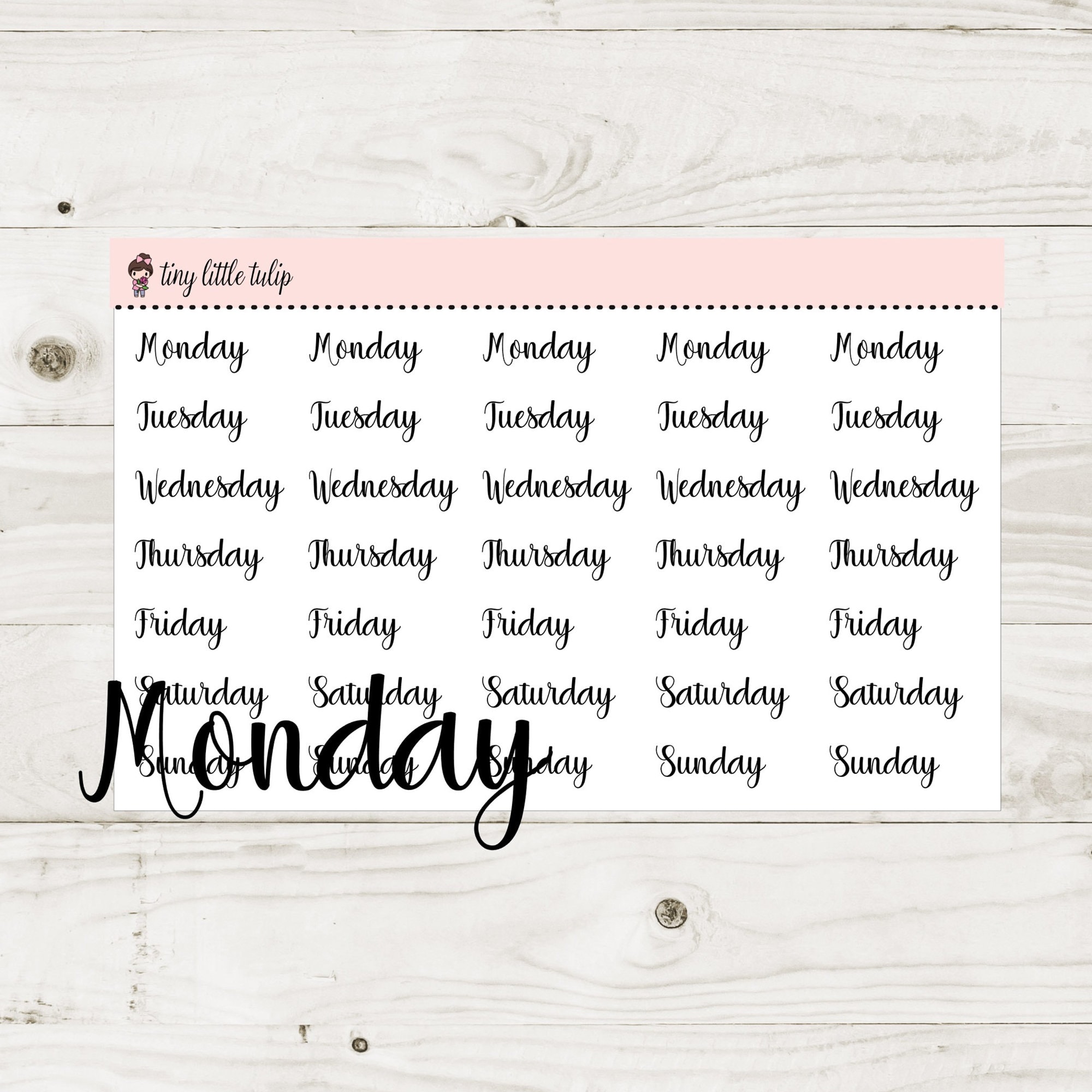 Sticker Script Aufkleber Tage der Woche | Etsy