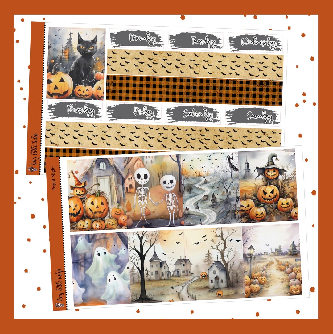 Fright Night-standard Vertical Weekly Kit-planner Stickers - Etsy
